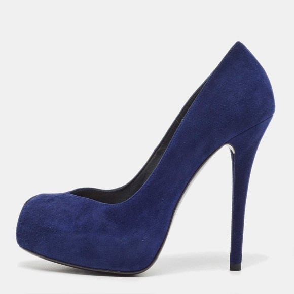 Stuart Weitzman | Shoes | Stuart Weitzman Blue Suede Peep Toe Platform ...
